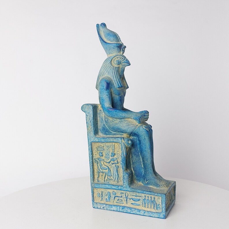Vintage Statue of Egyptian God Horus Seated Wearing Pschent double ...