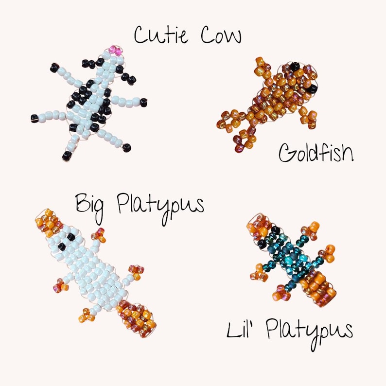 90s Inspired Seed Bead Keychain: Handmade Animal Design Bag Charm - Etsy