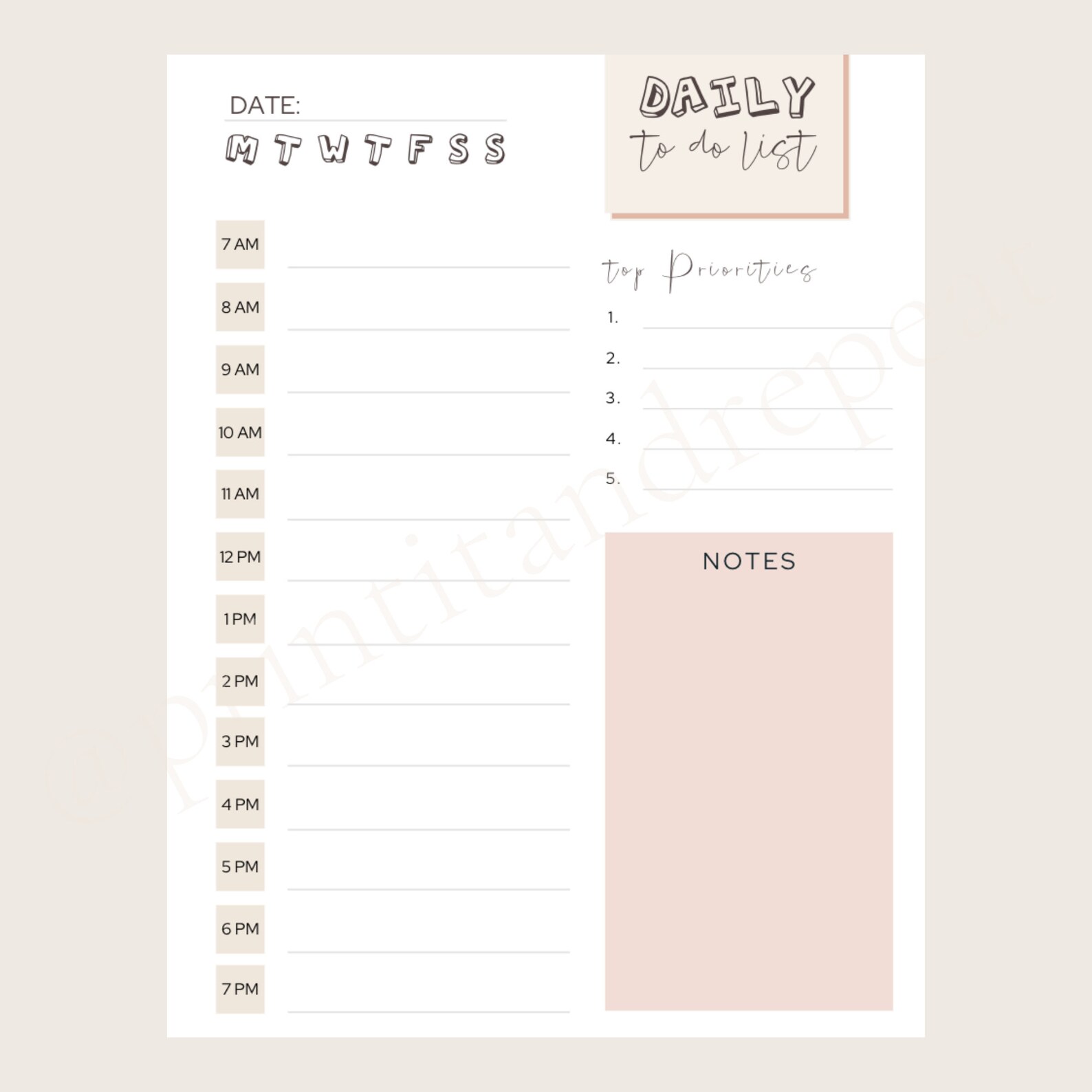 Time Blocking Printable, Daily to Do List Printable | Letter Size - Etsy