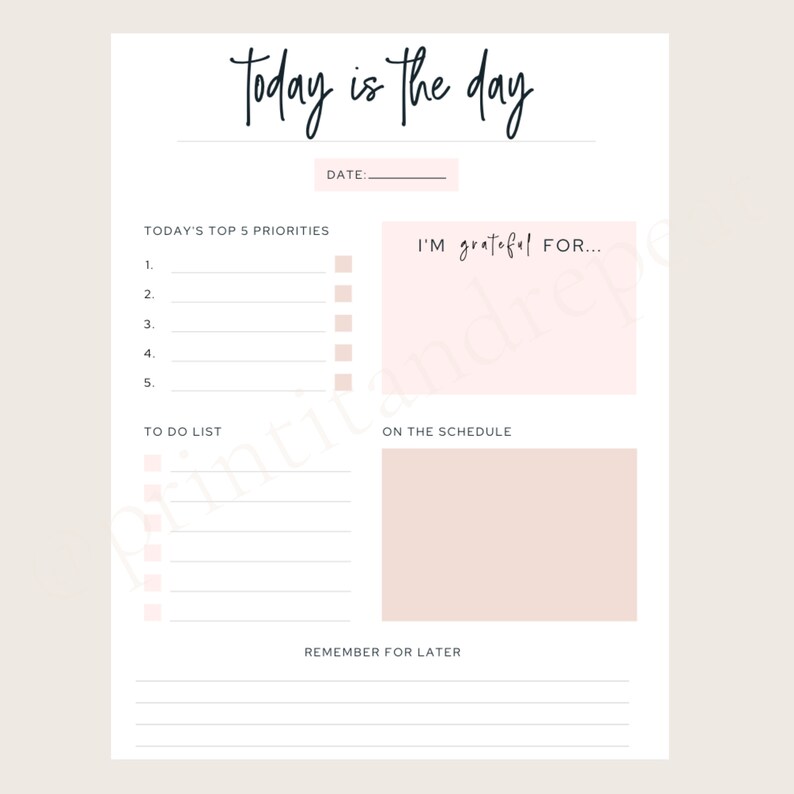 Pink Daily Planner Printable, Stay Organized With a Daily Planner ...