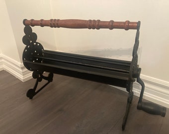 Antique Vintage Cast Iron Newspaper Log Roller Fireplace Decor Tool ...