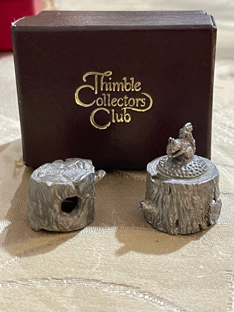 Thimble Collectors Club Squirrel in a Tree Bark Unique Lovely Pewter ...