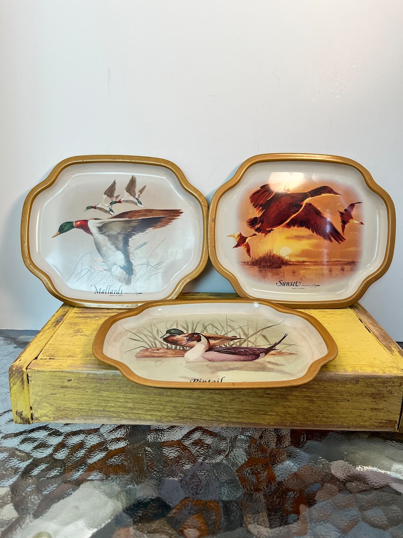 Vintage Metal Snack Trays Decor - Etsy