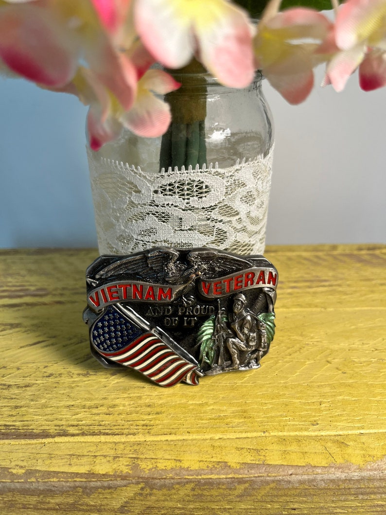 Vintage 1988 Vietnam Veteran Belt Buckle - Etsy