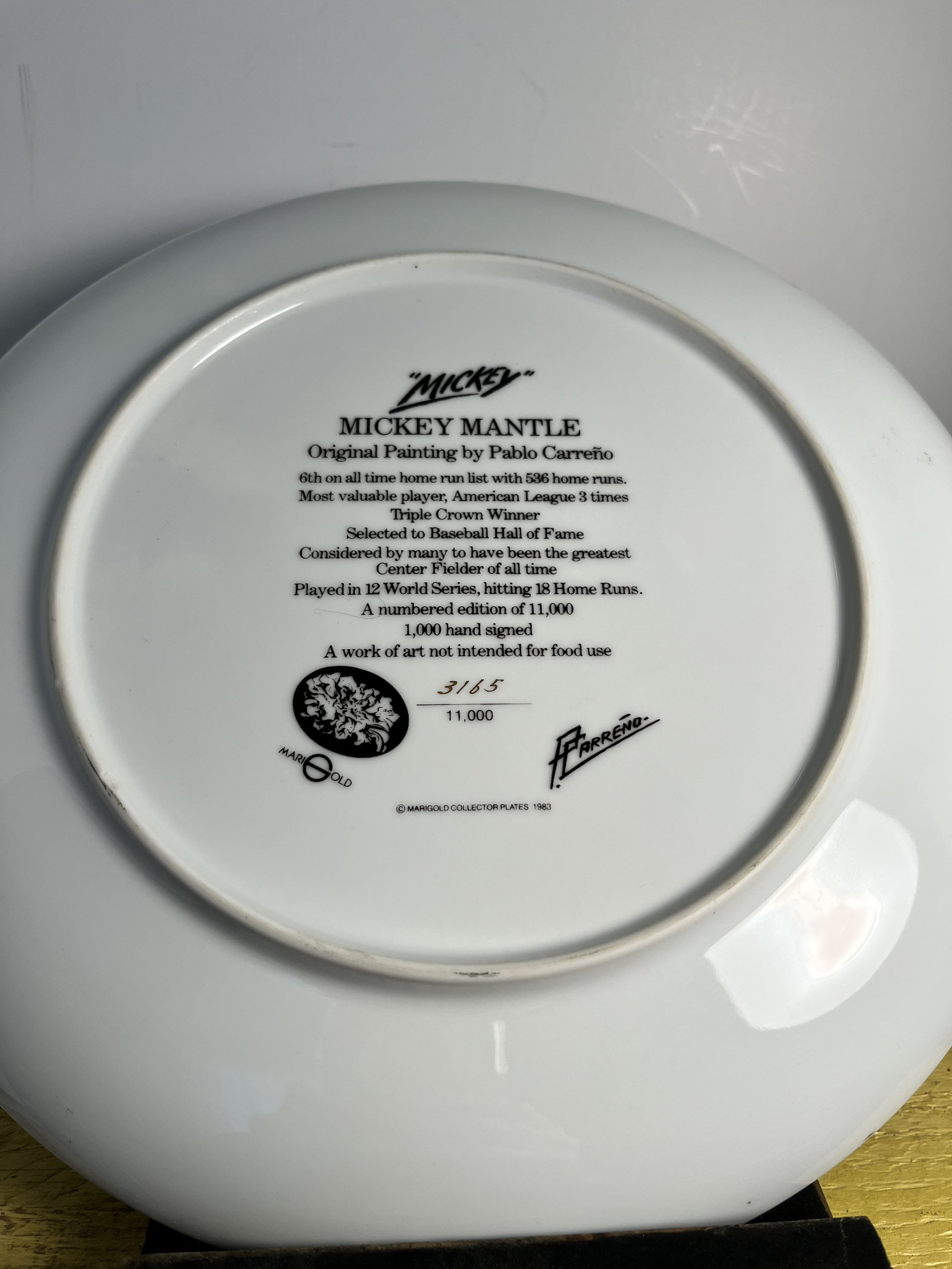 New York Yankees Mickey Mantle Plate Marigold Plate - Etsy