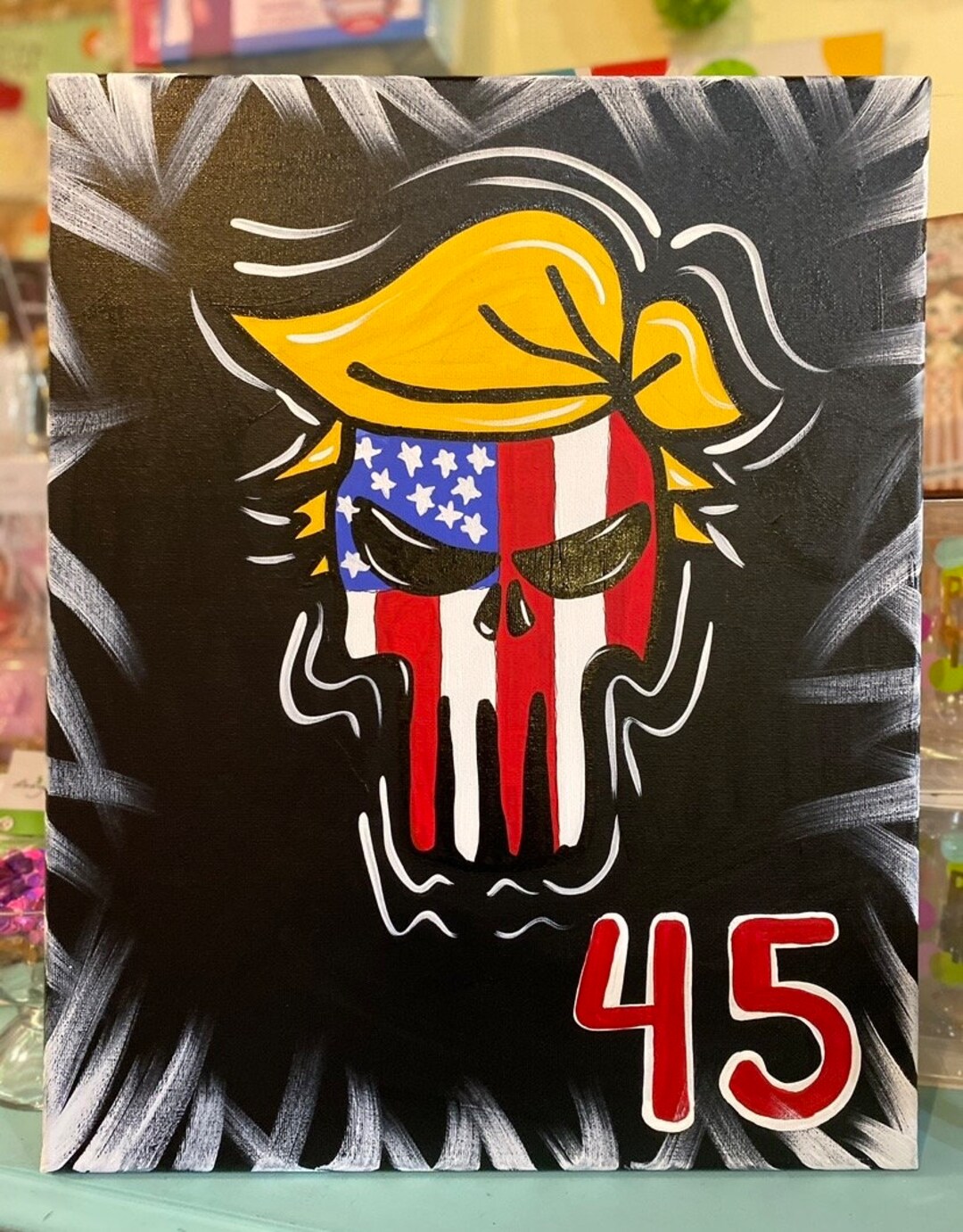 16x20 Canvas Skull Door Decor/trump/welcome /election/usa/america Door Hanger /god Bless America ...