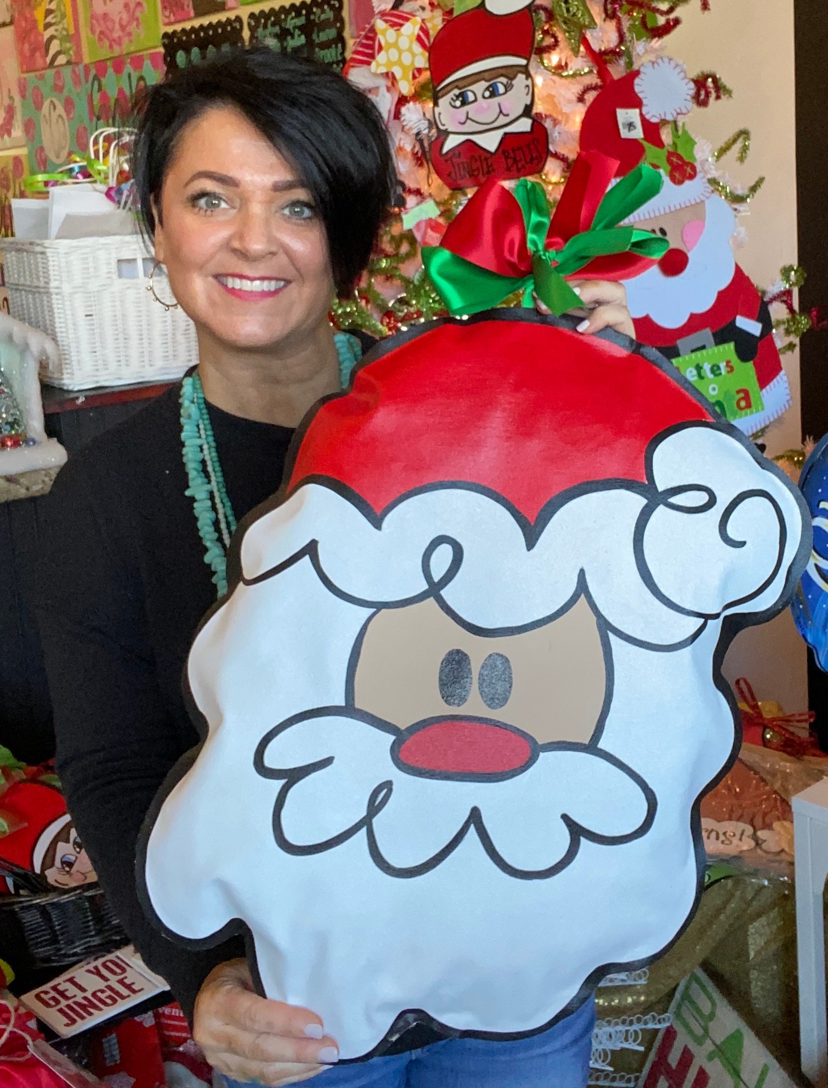 Santa Door Hanger/front Door Decor/christmas/wreath/welcome ...