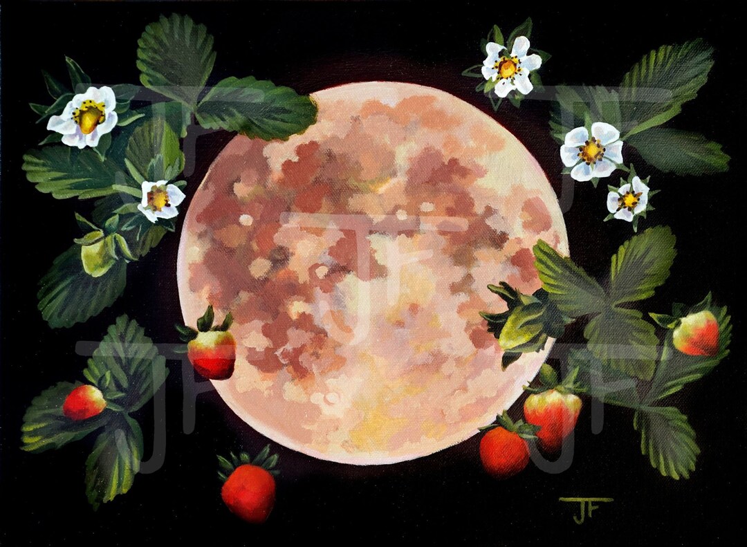 Strawberry Moon- Art Print - Etsy