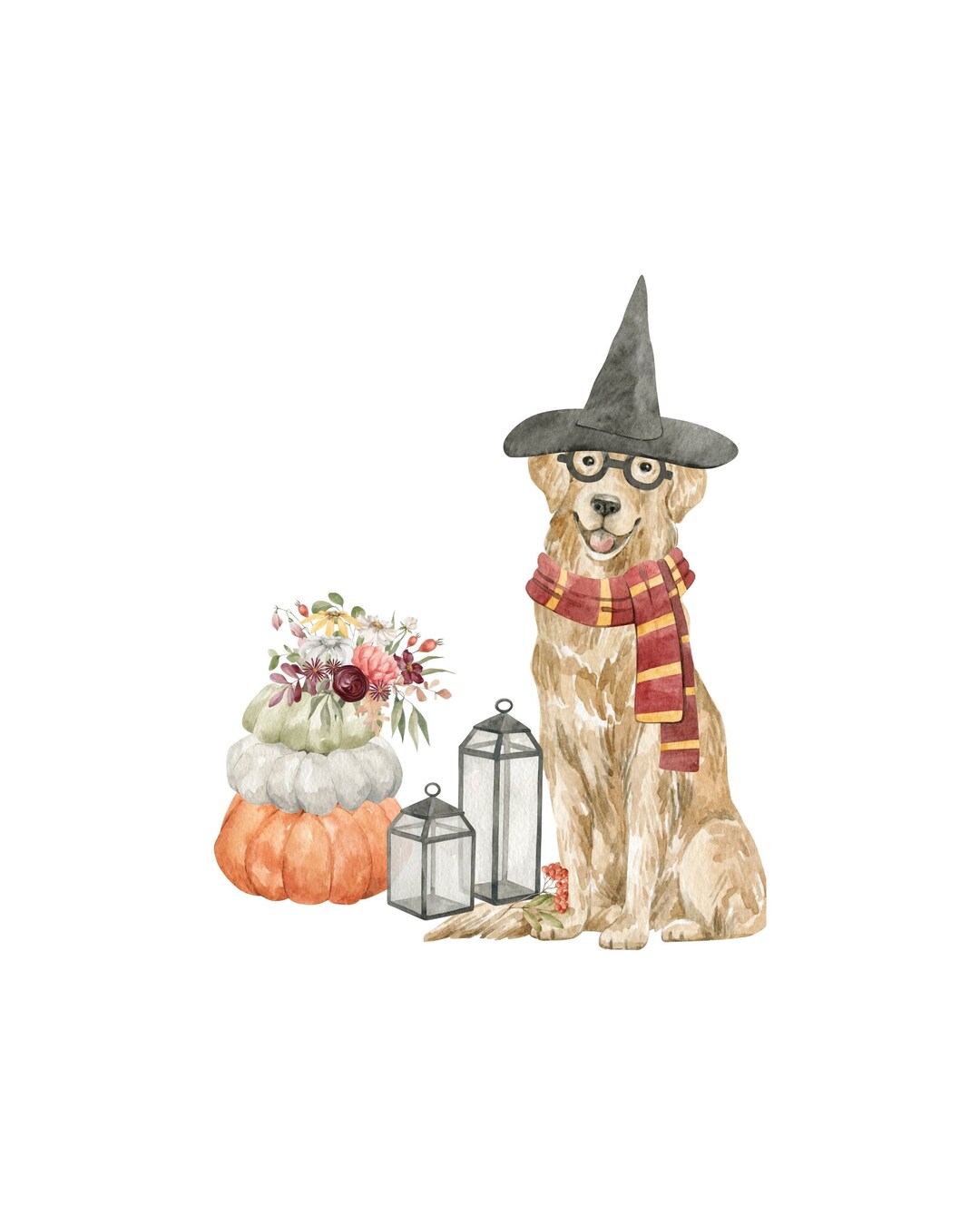 DIGITAL DOWNLOAD Fall Dog Wall Art, Golden Retriever Art Print, Dog ...