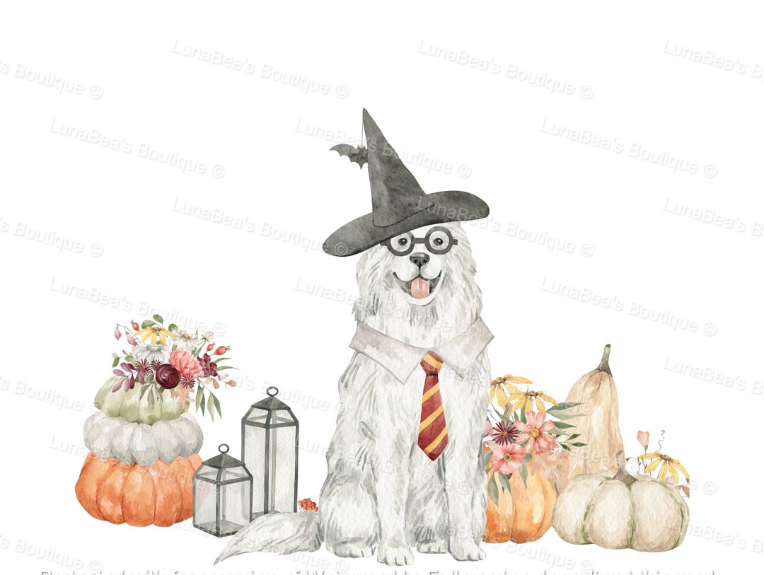 DIGITAL DOWNLOAD - Fall Dog Wall Art, Samoyed Art Print, Dog Costume ...
