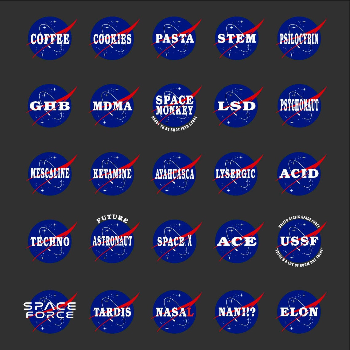 NASA Logo 64 PNG Bundle NASA Sublimation Bundle Sublimation - Etsy