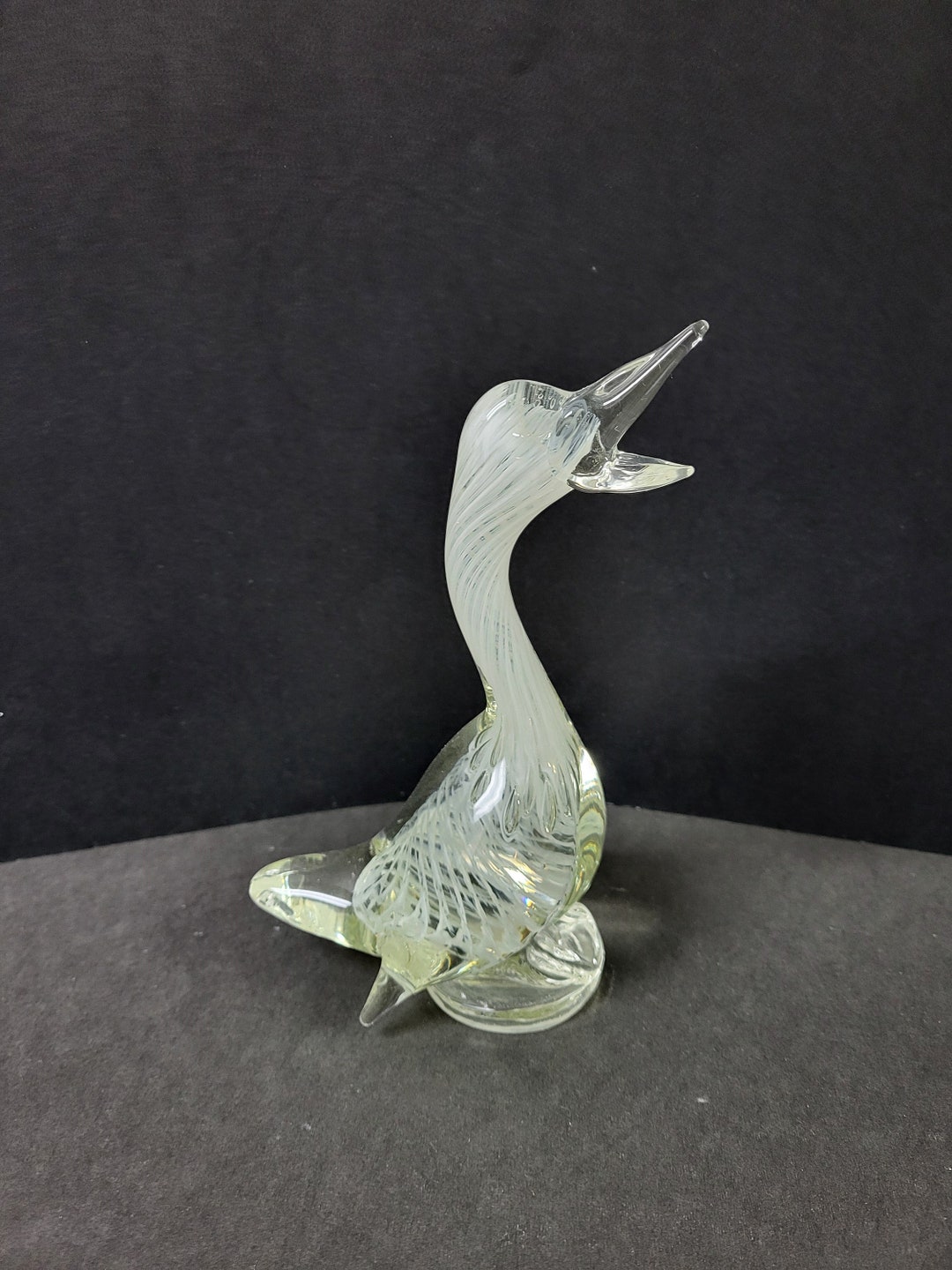 Altaglass Glass Clear and White Duck Figurine - Etsy