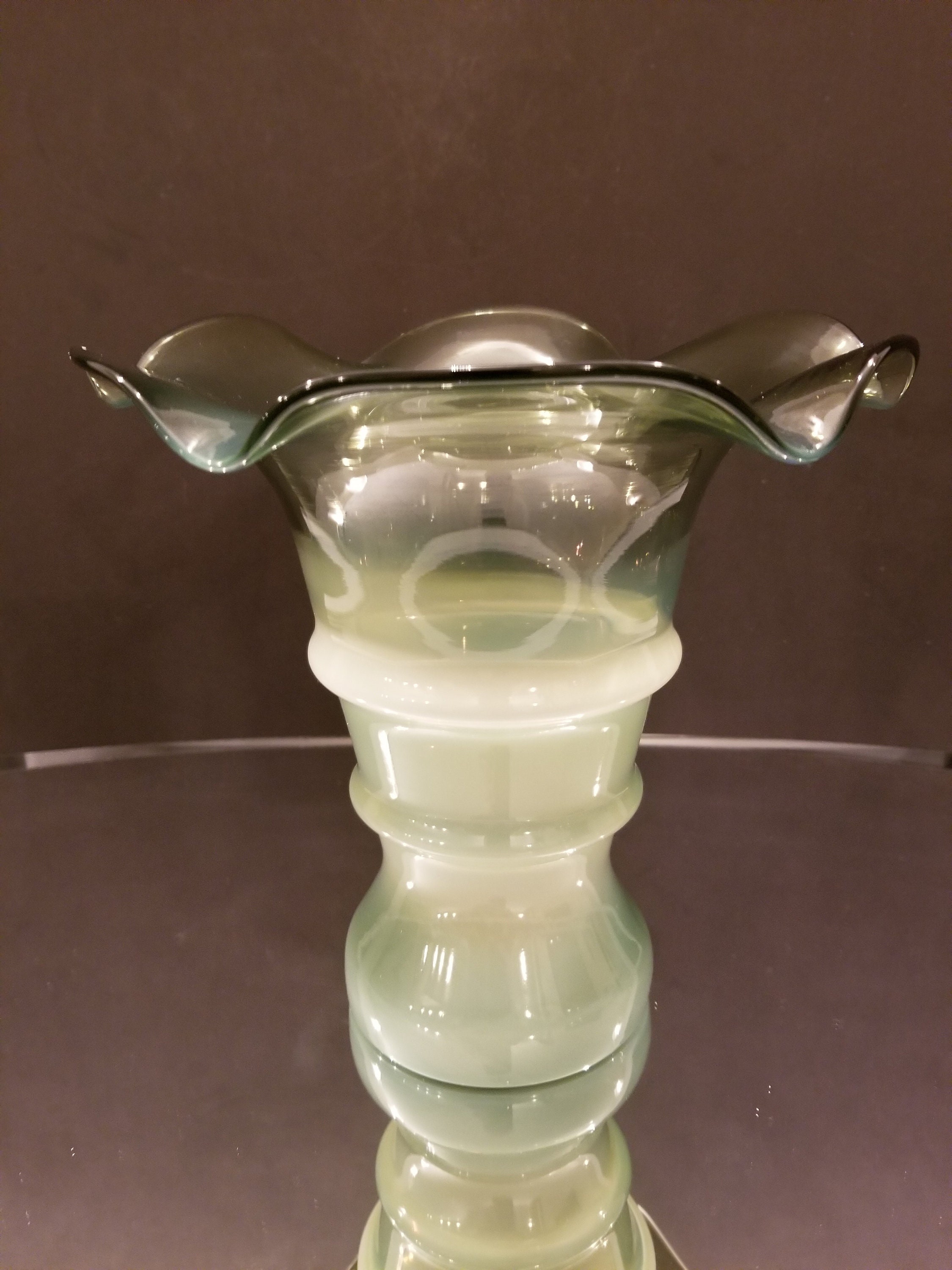 Altaglass Light Green Combination Milk Glass Vase - Etsy