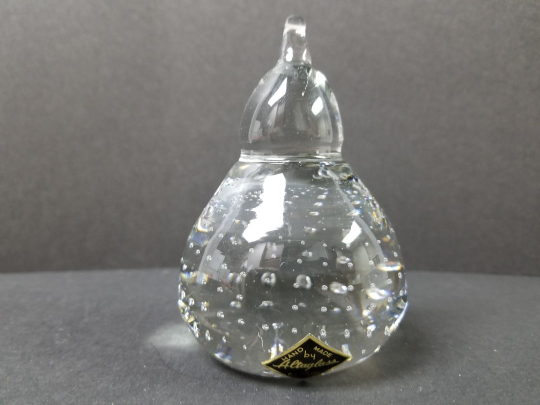 Altaglass Clear Glass Pear Paperweight - Etsy