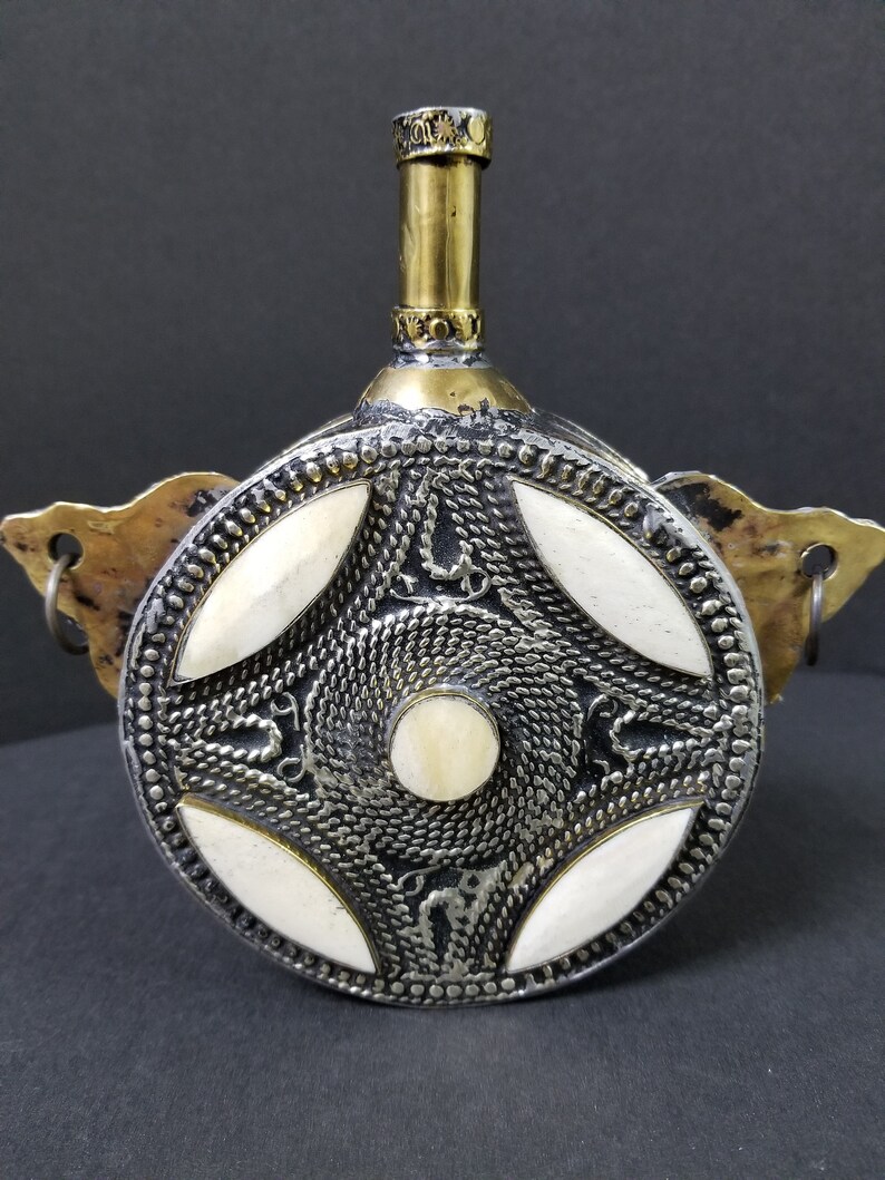 Vintage Moroccan Gunpowder Flask With Bone Inlay - Etsy