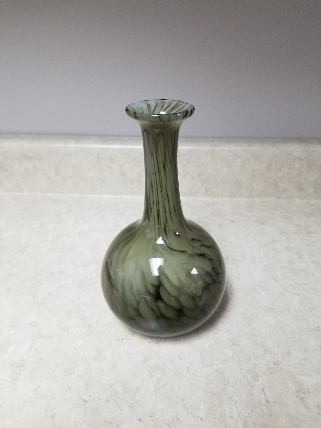 Altaglass Olive Green White Spatter Glass Vase* - Etsy