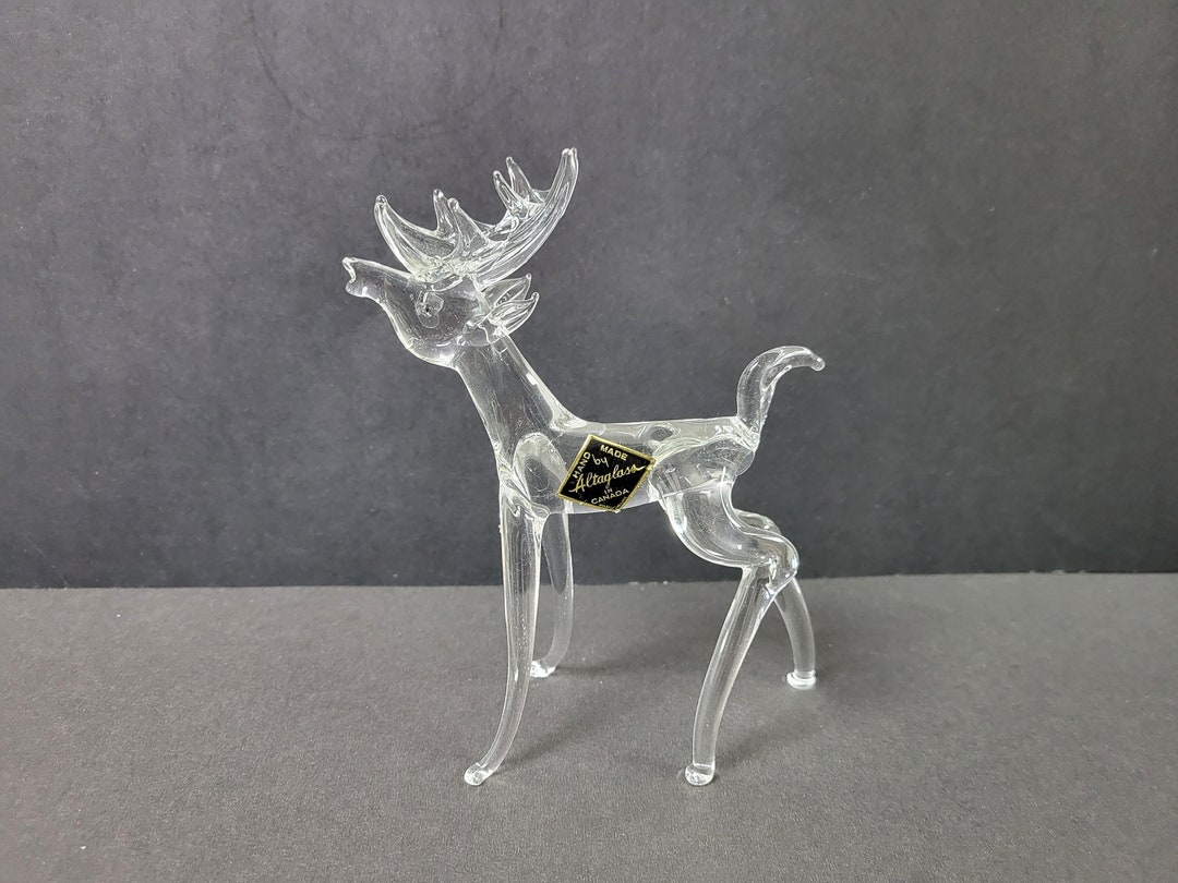 Altaglass Solid Clear Glass Reindeer - Etsy