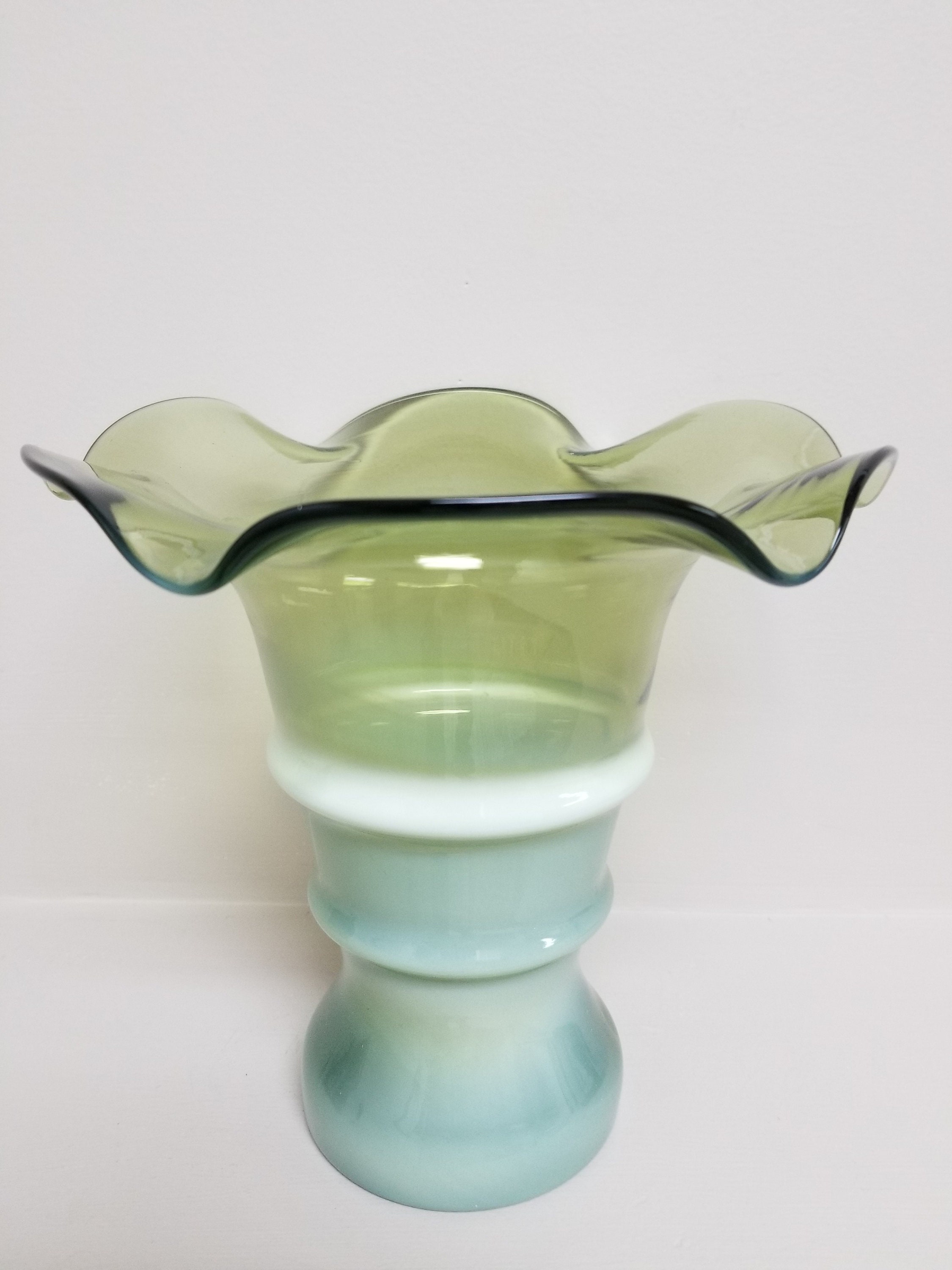 Altaglass Light Green Combination Milk Glass Vase - Etsy