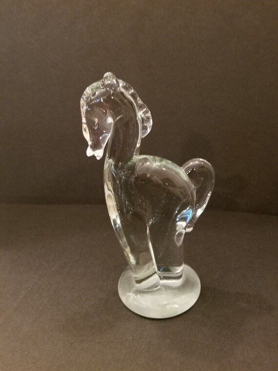 Altaglass Solid Glass Clear Horse - Etsy