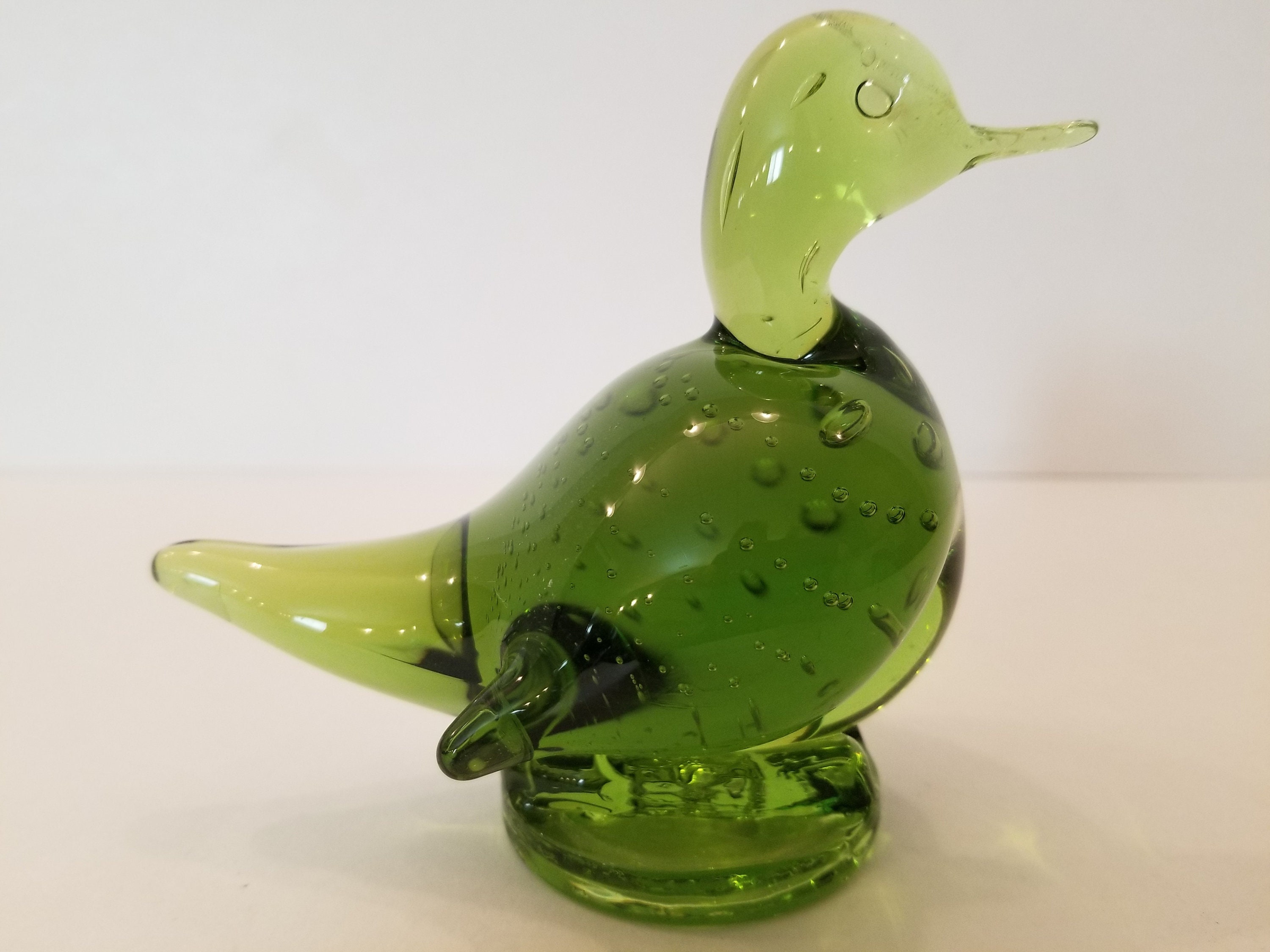 Altaglass Green Duck Solid Glass Figurine - Etsy