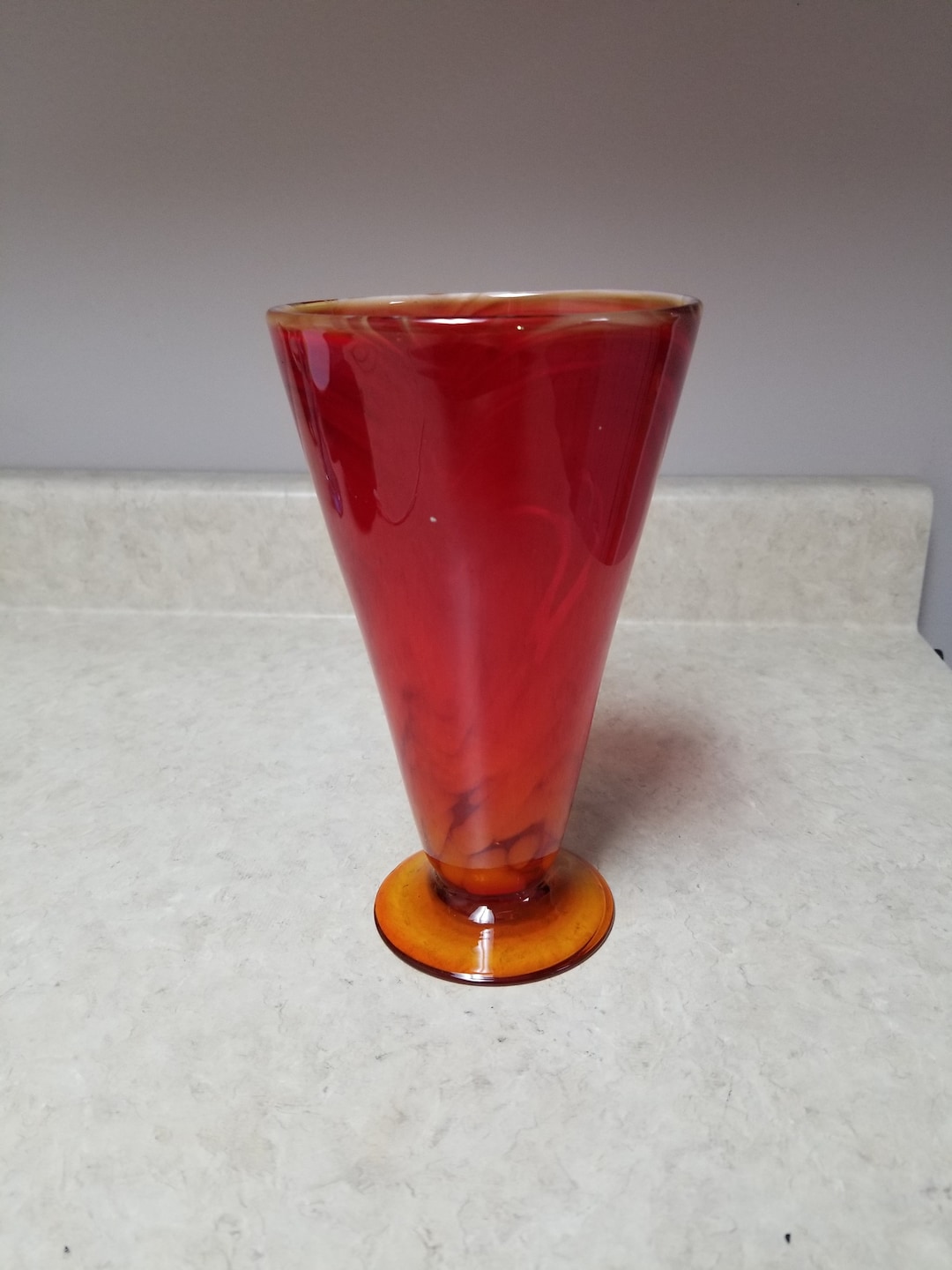 Altaglass Amberina White Spatter Glass Goblet - Etsy