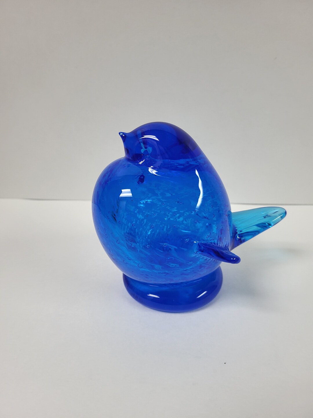 Altaglass Cobalt Blue Solid Glass Chubby Bird - Etsy
