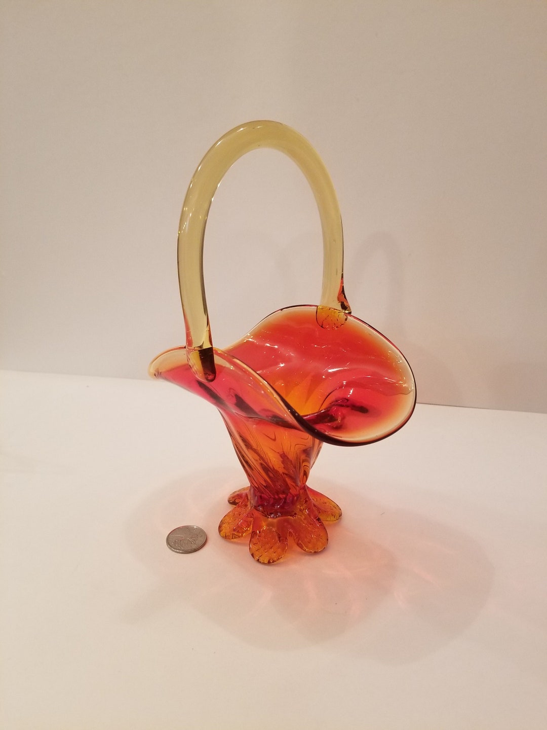 Altaglass Amberina Footed Basket - Etsy