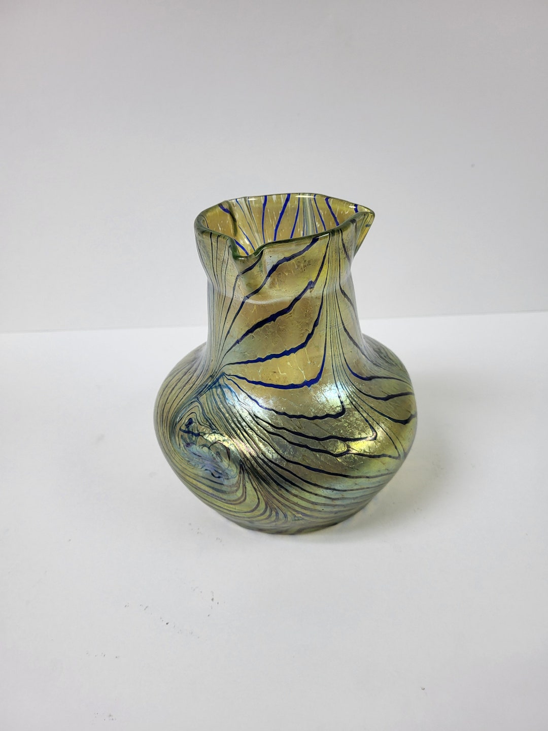Antique Kralik "blue on Gold" Art Glass Vase - Etsy