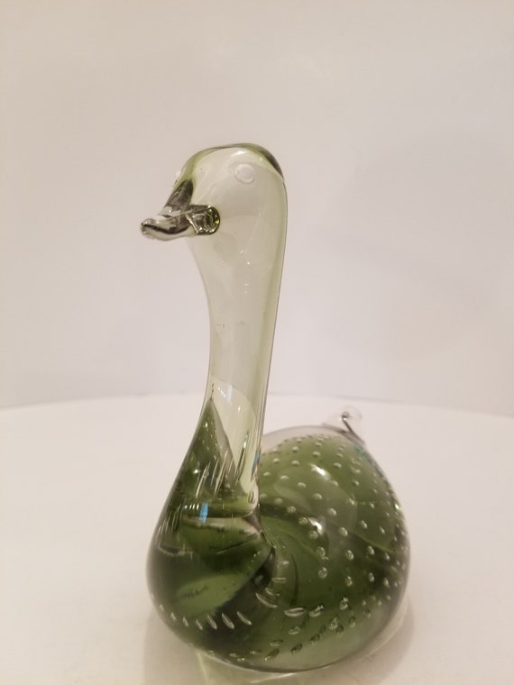 Altaglass Green Swan Figurine | Etsy