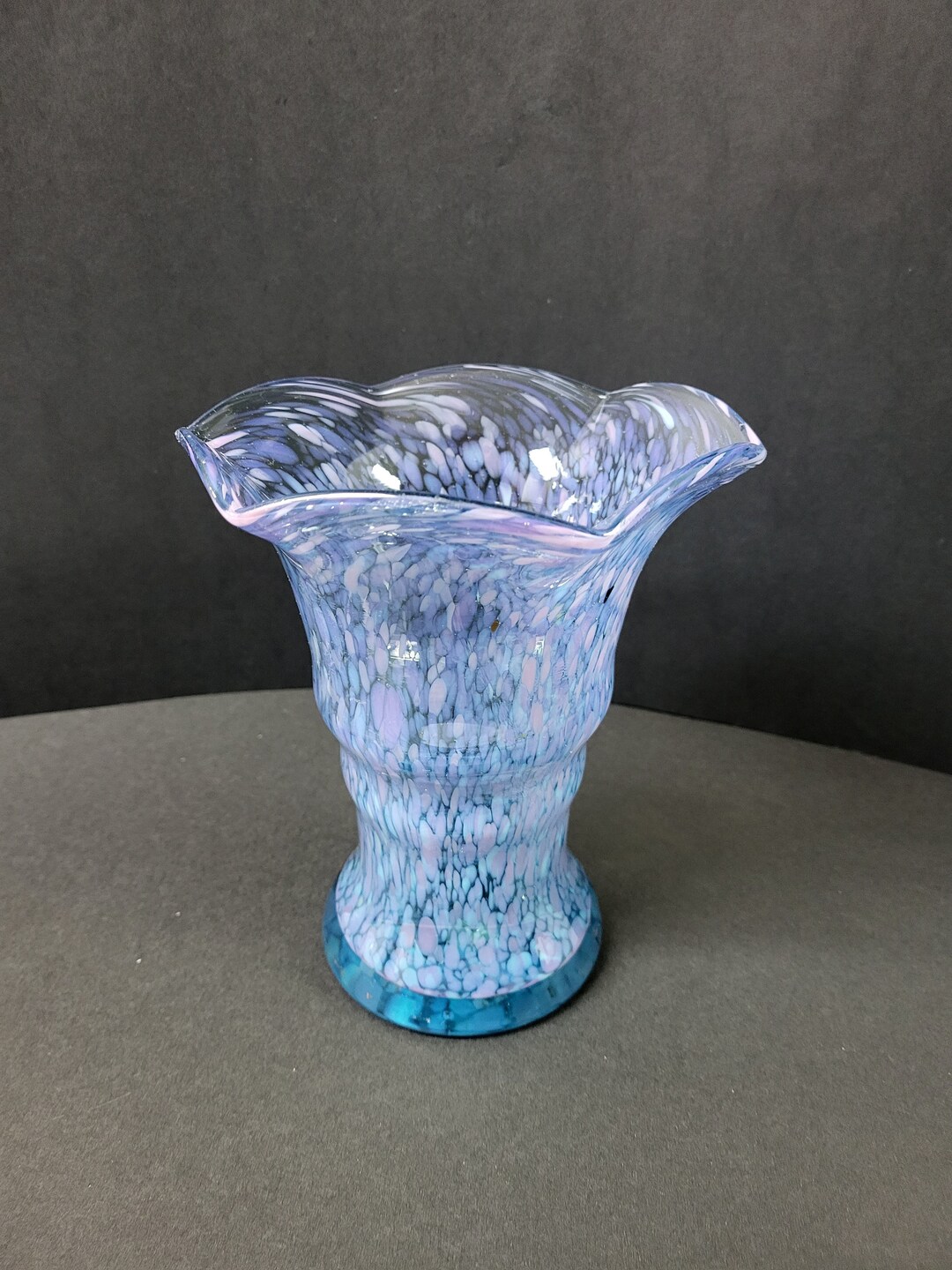 Vintage Altaglass Blue/pink Spatter Glass Vase - Etsy
