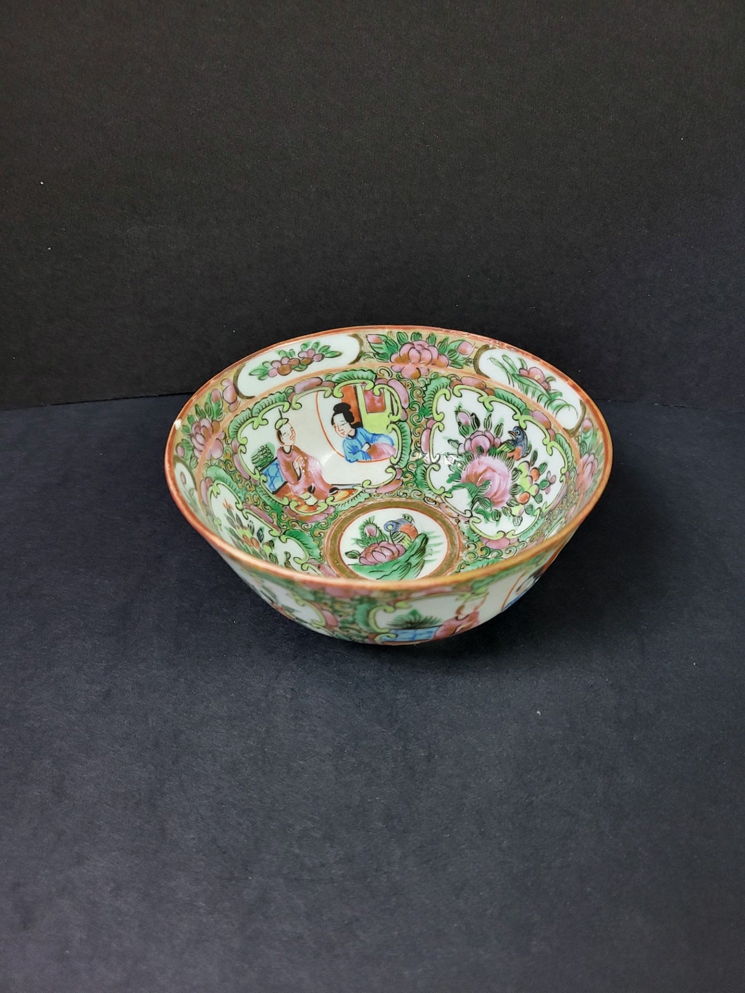Antique Chinese Rose Medalion Bowl - Etsy