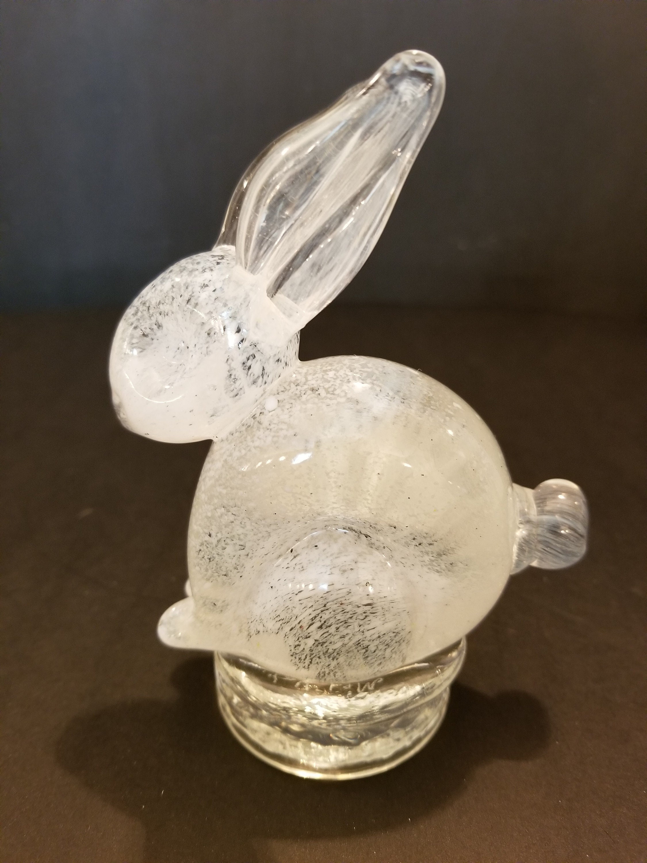 Altaglass White Speckled Rabbit Paperweight - Etsy