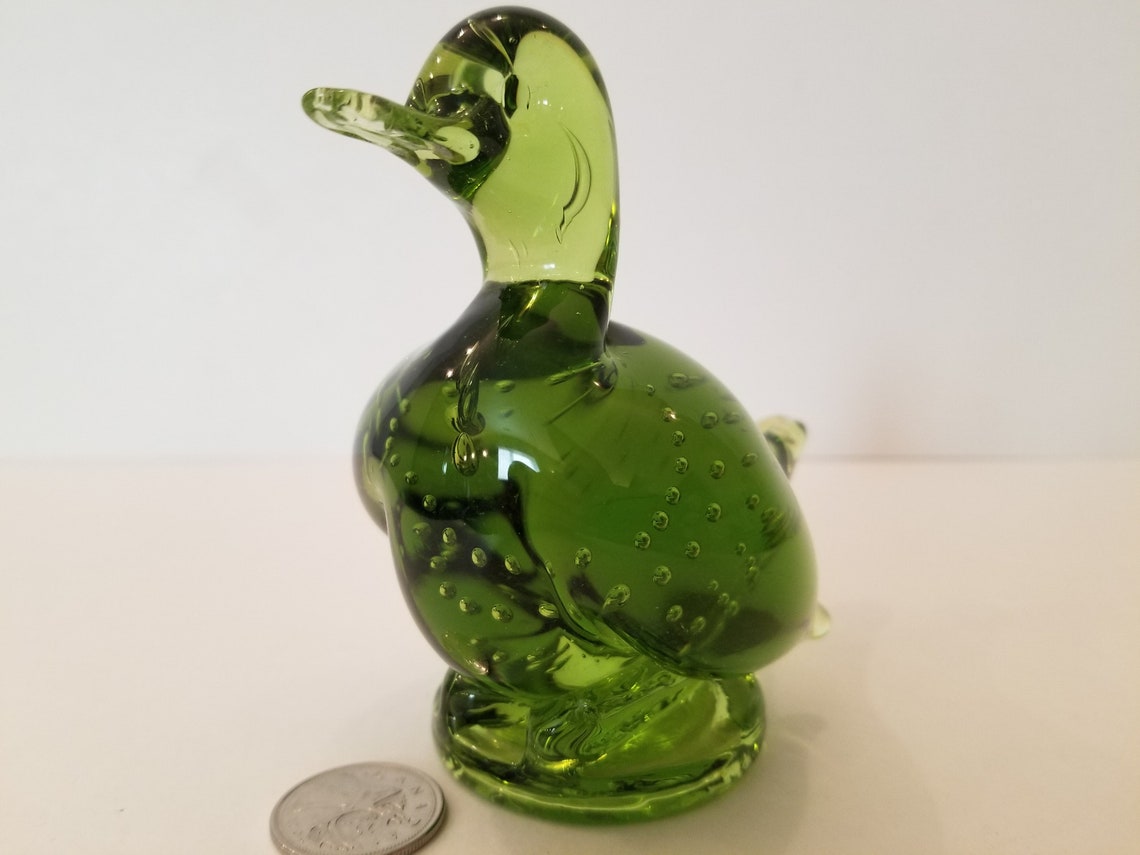 Altaglass Green Duck Solid Glass Figurine - Etsy