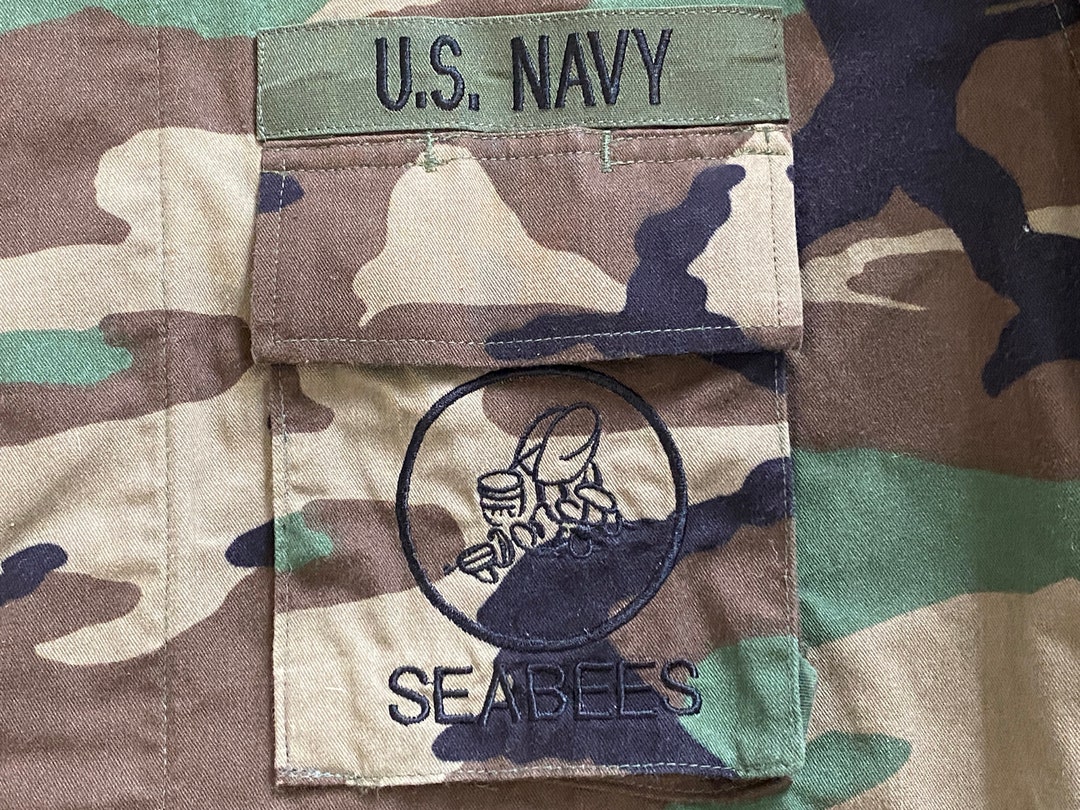 U.S. Navy Seabees Woodland Camouflage Temperate Combat Coat Vintage ...