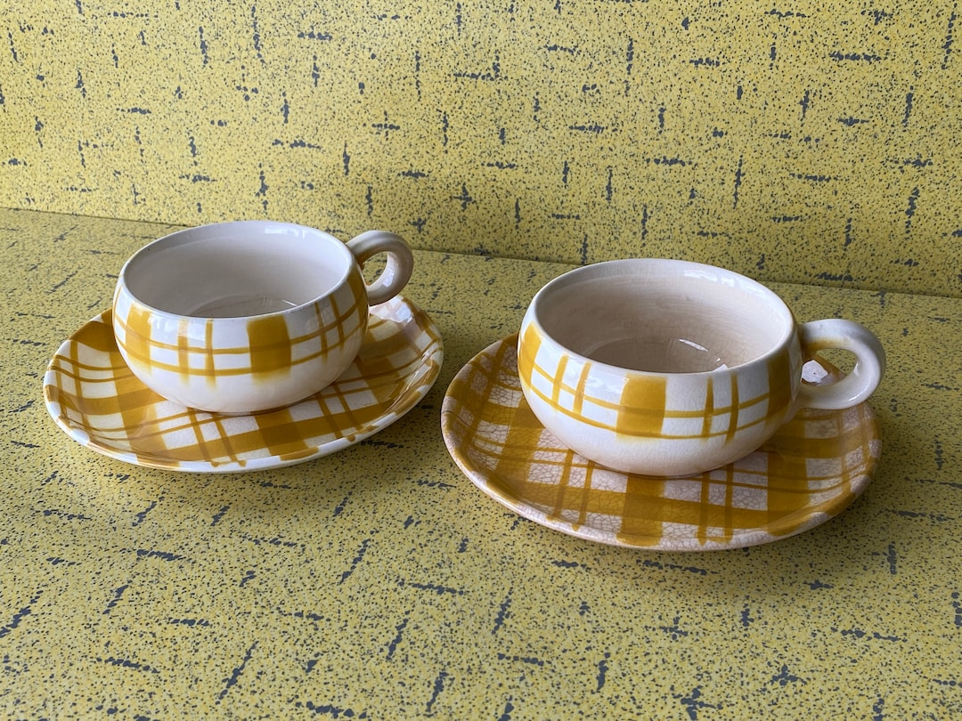 Sovereign Potters Canada 2 Vintage CUPS and SAUCERS Sets - Carnival ...