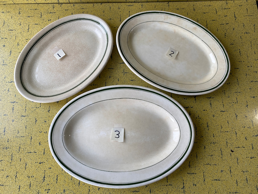 MEDALTA POTTERIES Green Ring/stripe Vitrified Restaurant / Diner Ware ...