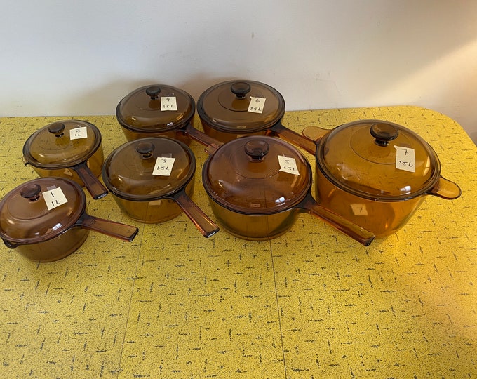 Vision Ware Amber .7 Liter Sauce Pan With Pour Spout Lip Corning ...