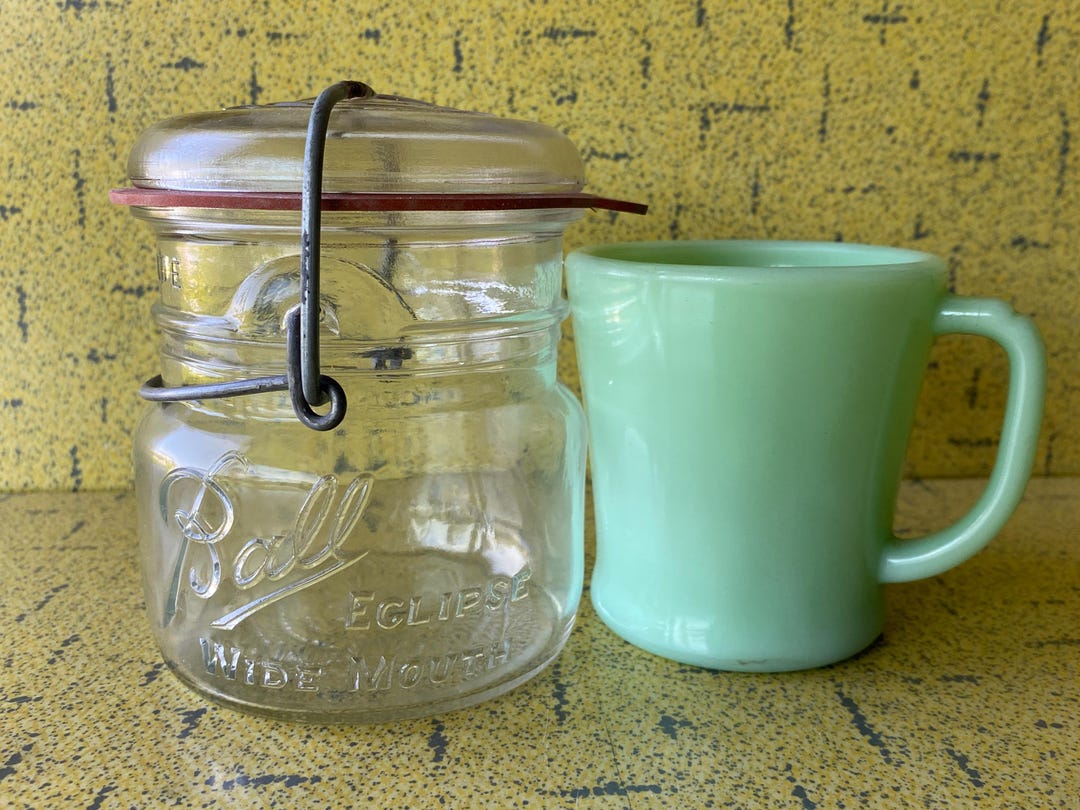 Ball Eclipse Wide Mouth Wire Bail Top Pint Glass Kitchen Jar + Dome Lid ...