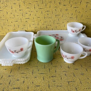 Fire King Glass Vintage 1958-60 Pink FLEURETTE Pattern Snack / Lunch ...