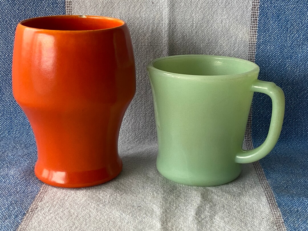 California USA Art Pottery Uranium Red orange Scarce Tumbler Vintage ...