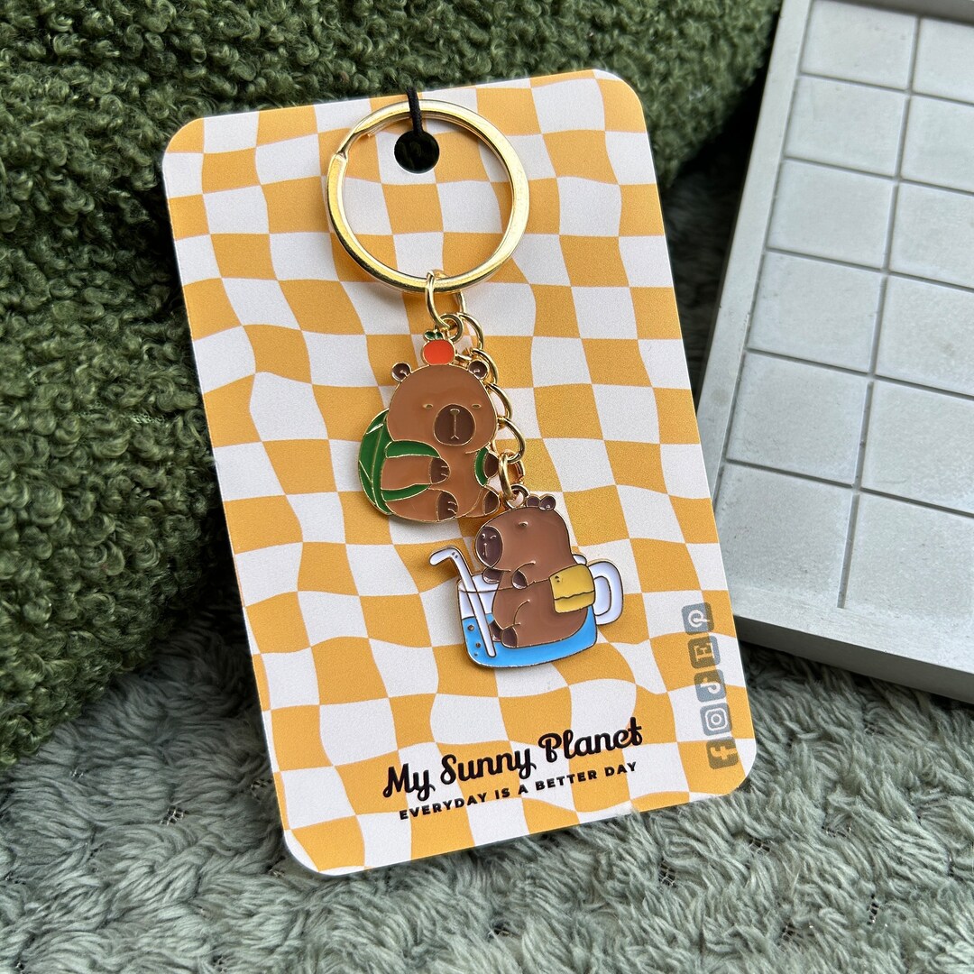 Capybara Key Ring With Matching Enamelled Pendants and Hand-packaged in ...