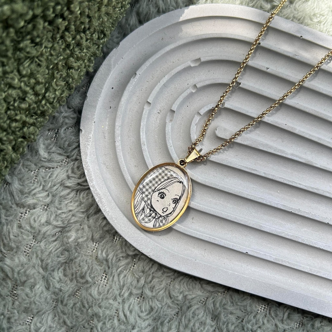 Stainless Steel Manga Necklace Handmade With Epoxy Resin and Comic ...