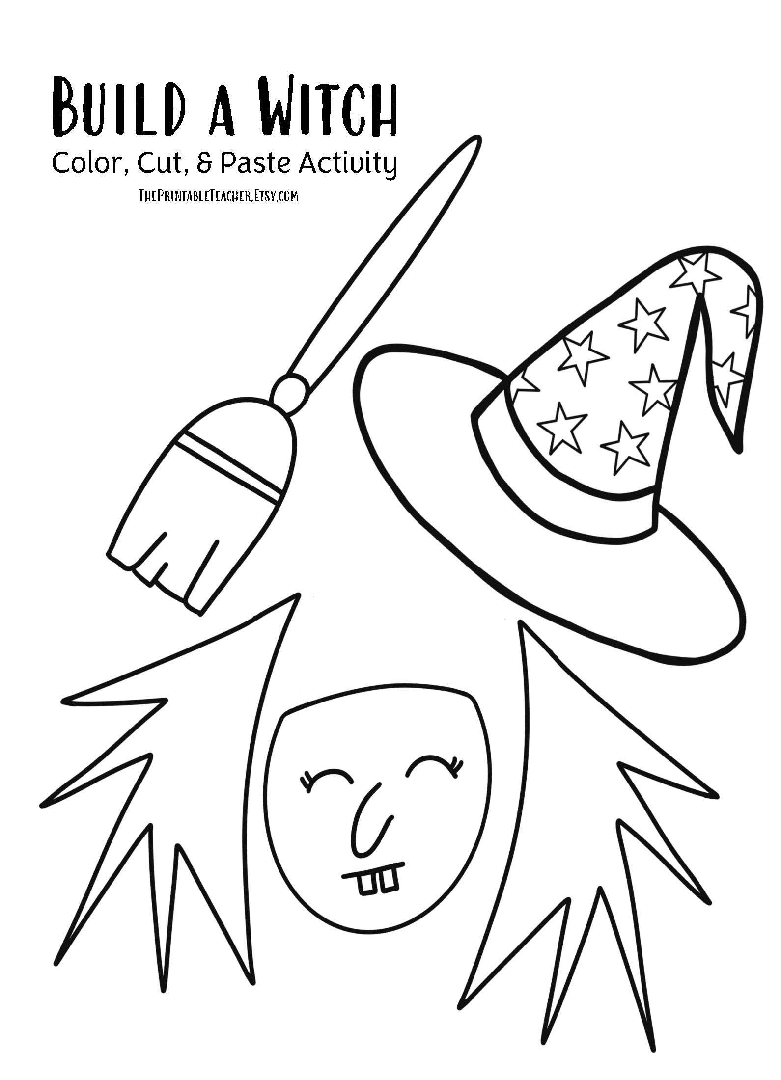 Build-a-witch Color, Cut, and & Paste Activity for Pre-k - Etsy