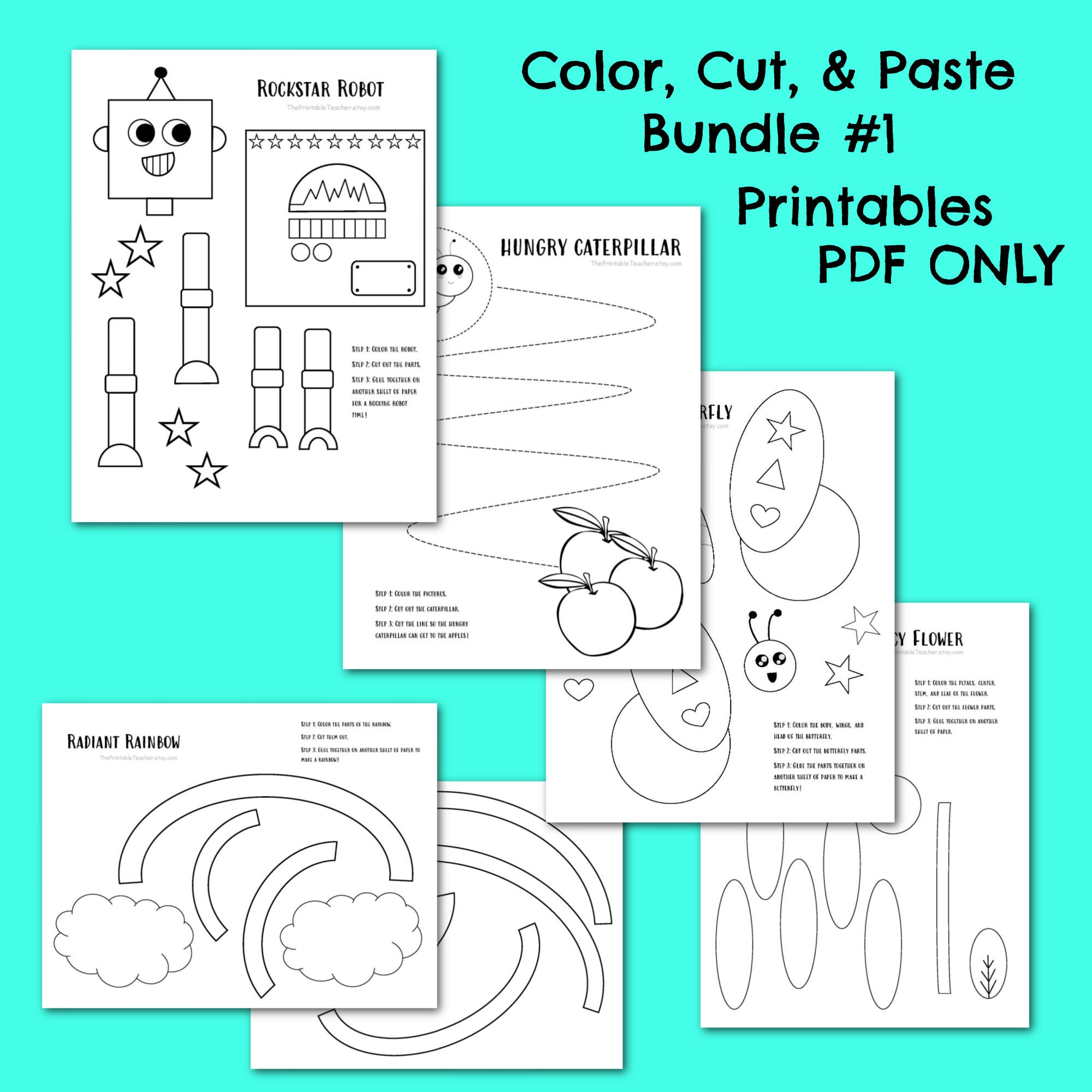 Color Cut & Paste Bundle 1 PreK | Etsy