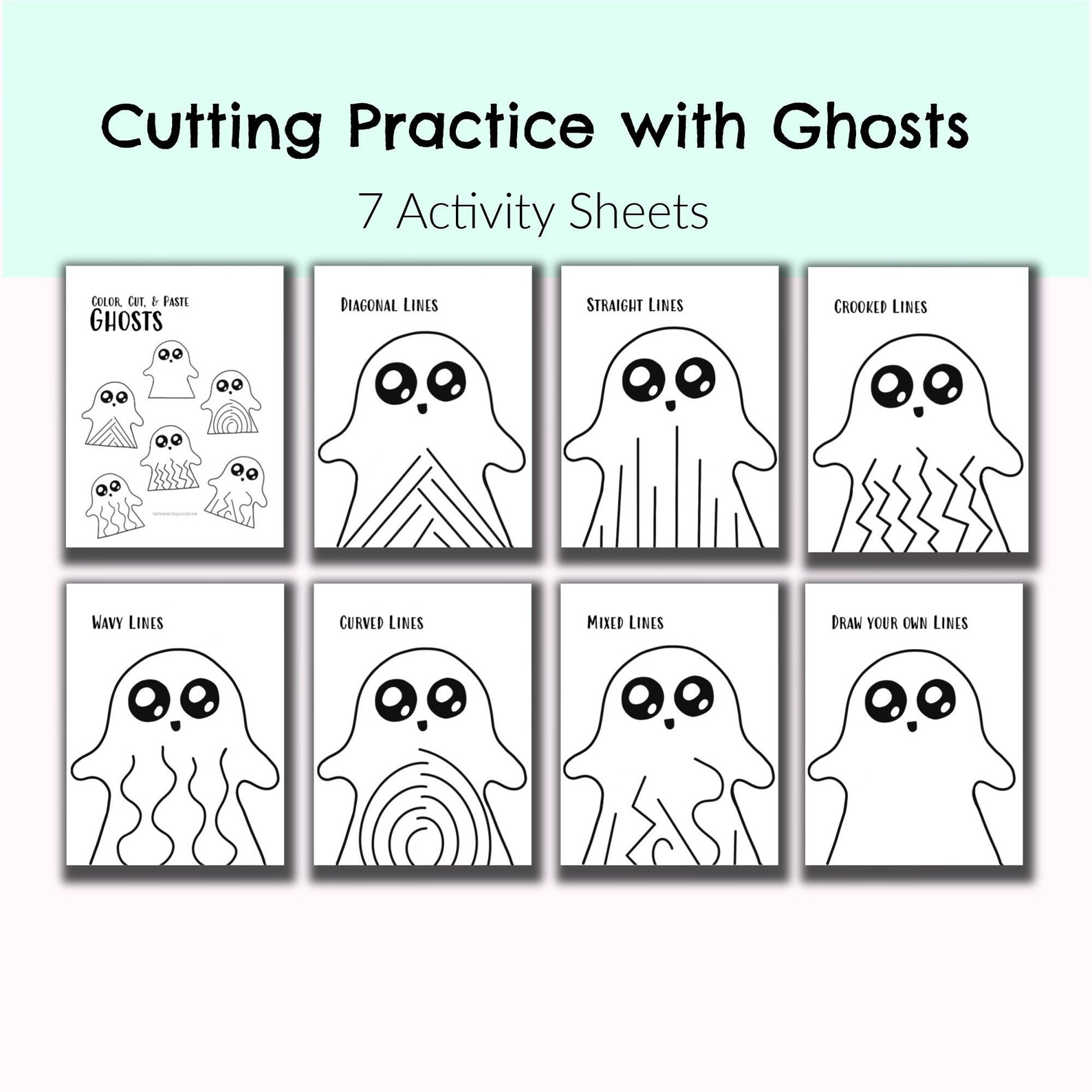 Cut, Color & Paste Ghosts for Prek Students - Etsy