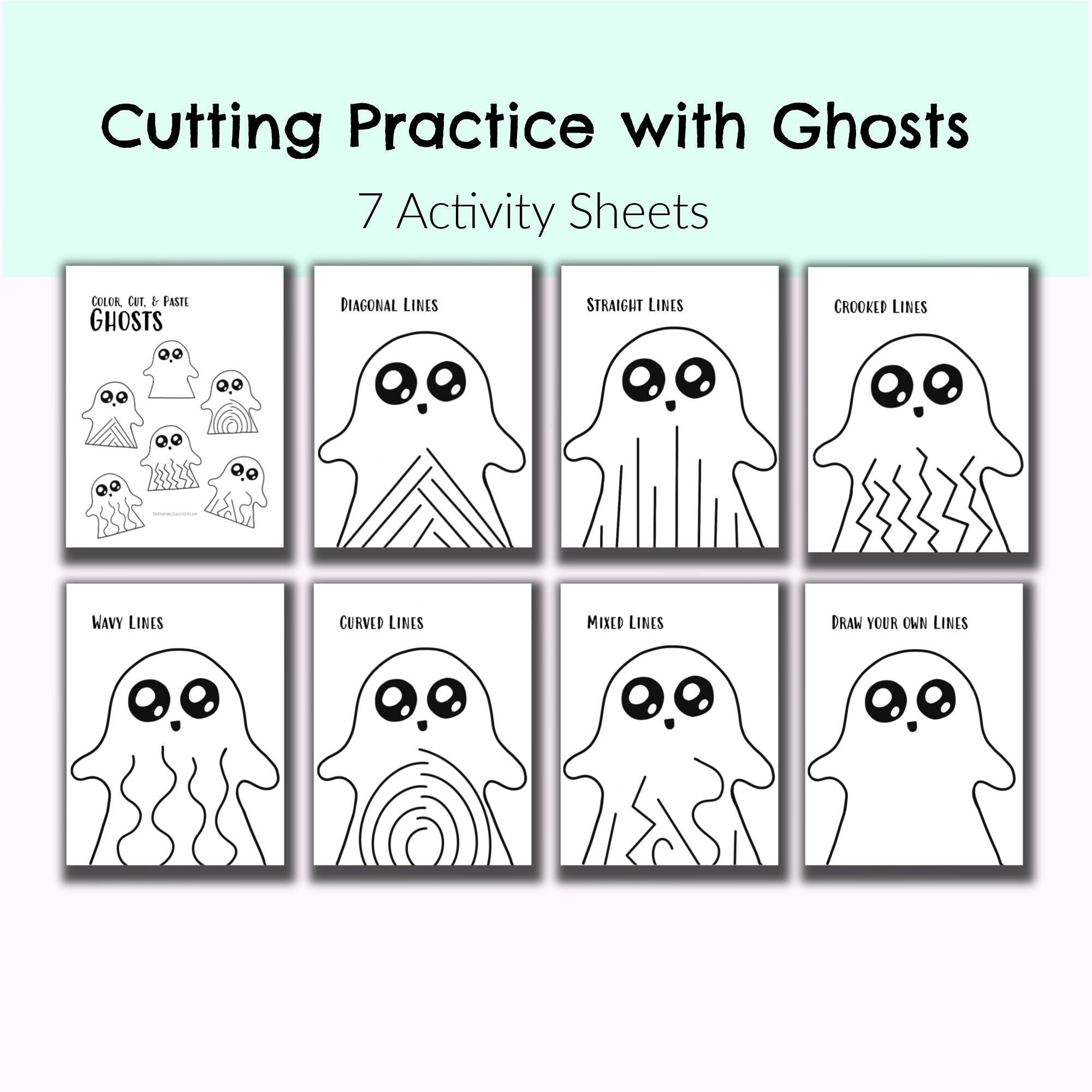 Cut, Color & Paste Ghosts for Prek Students - Etsy