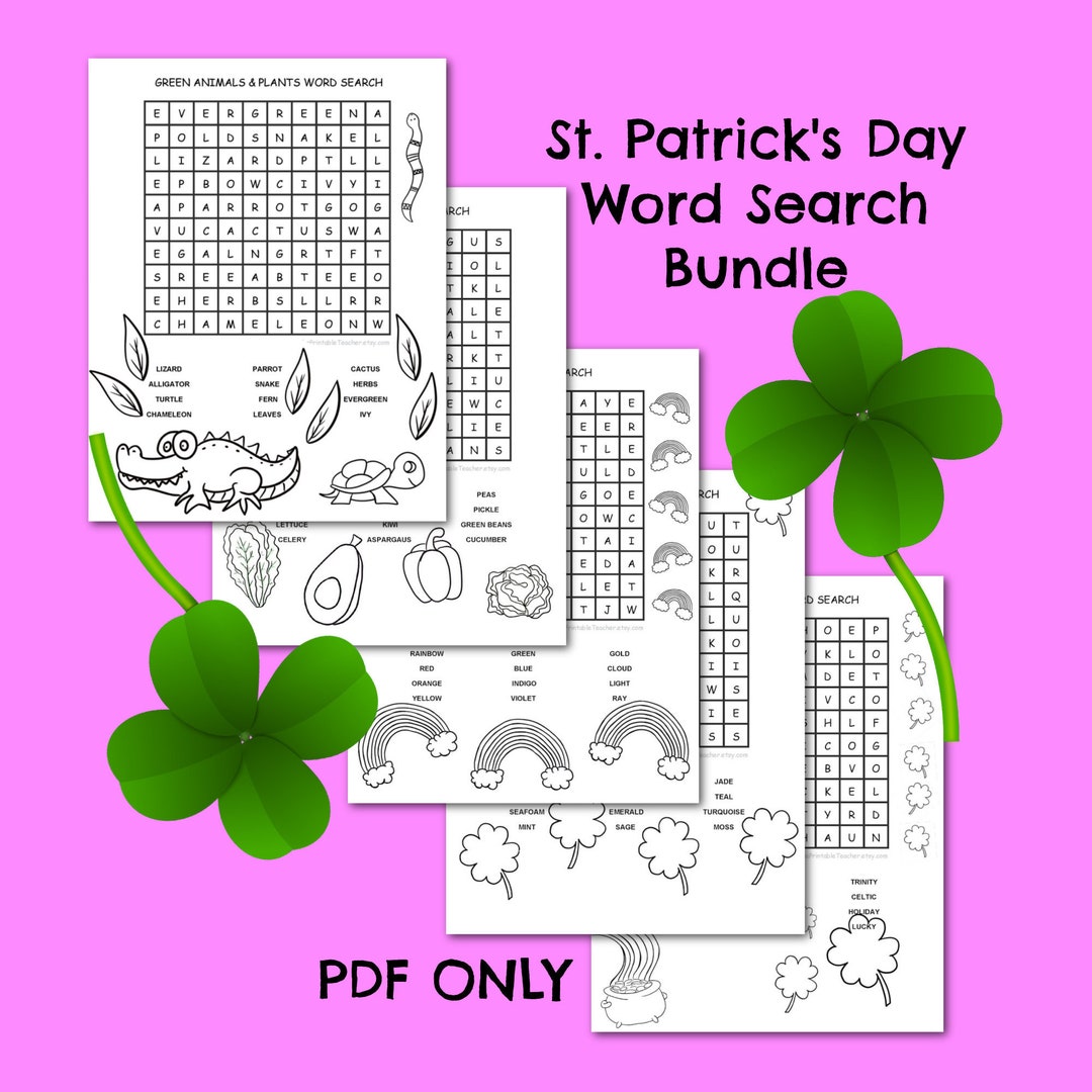 St. Patrick's Day Word Search Bundle - Etsy