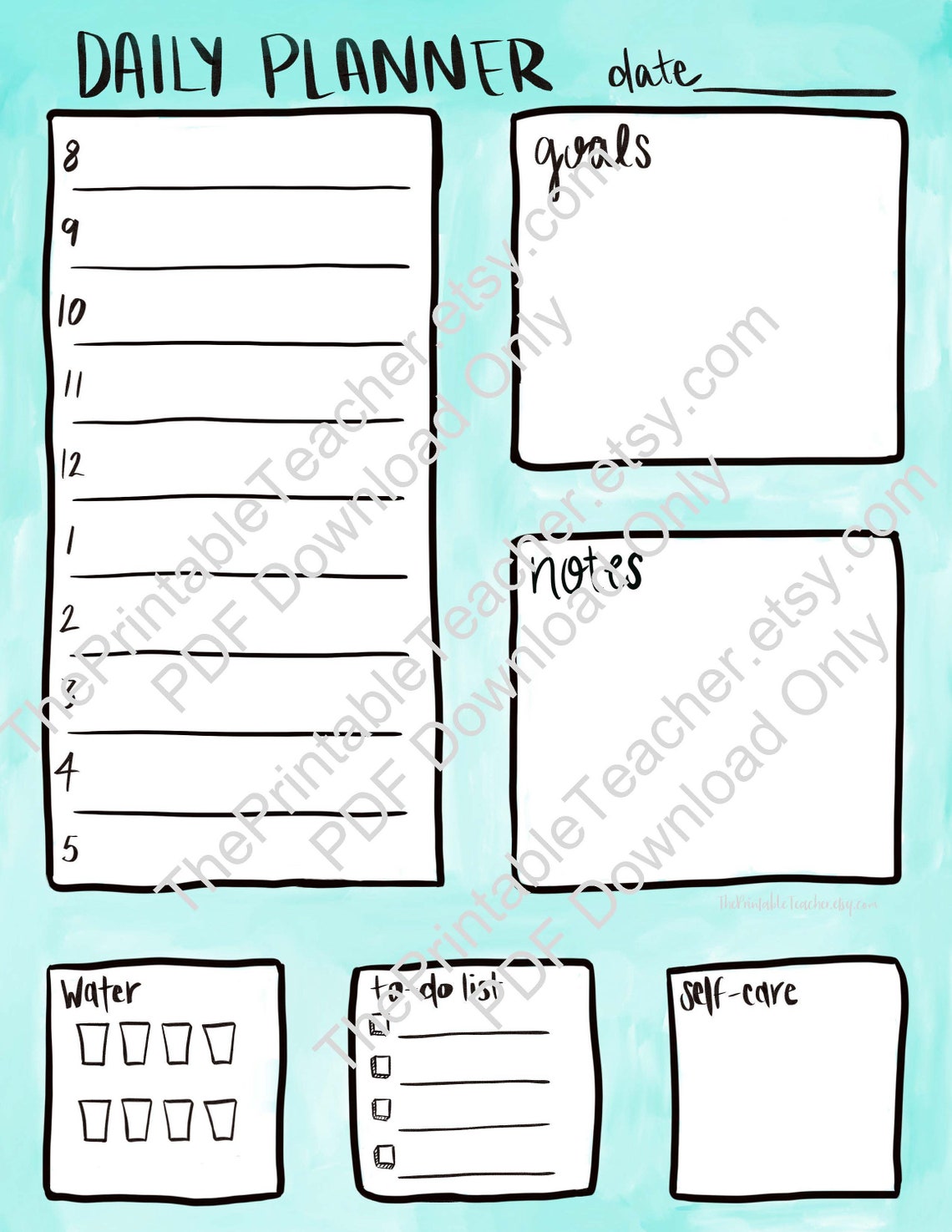 Simple Hand-drawn Daily Planner - Etsy