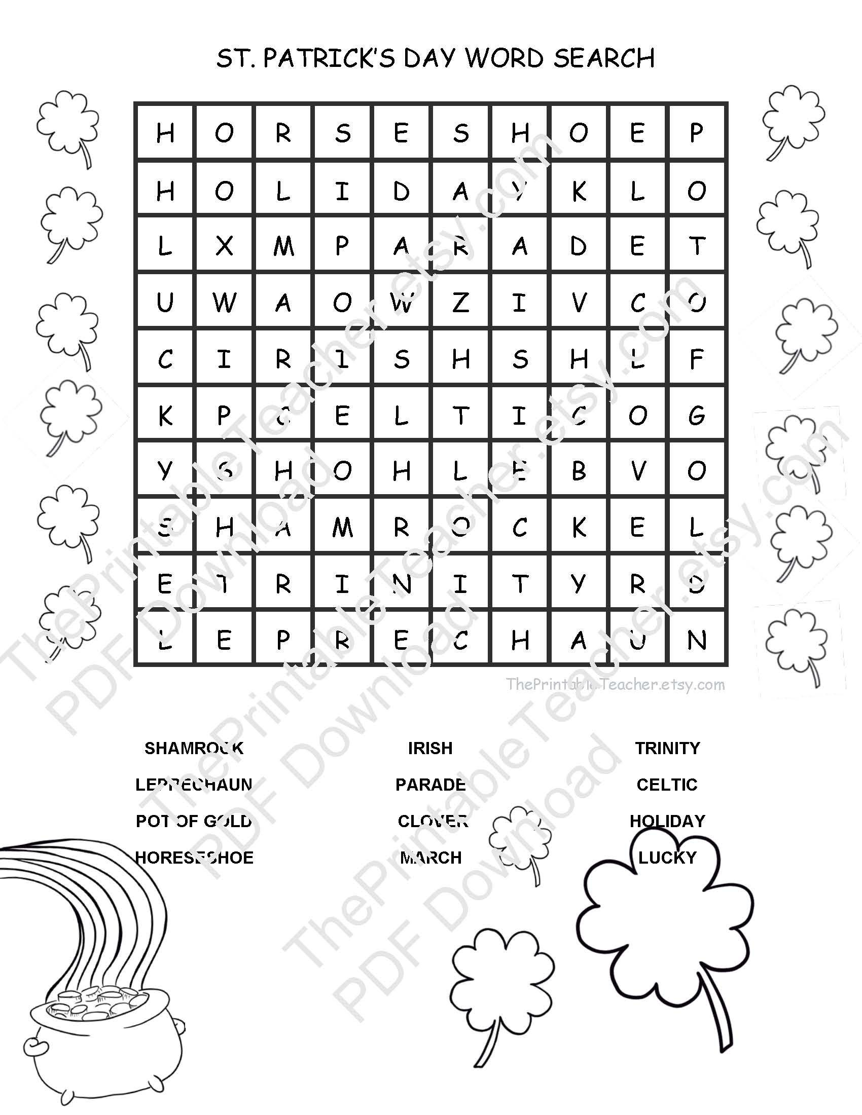 St. Patrick's Day Word Search Bundle - Etsy