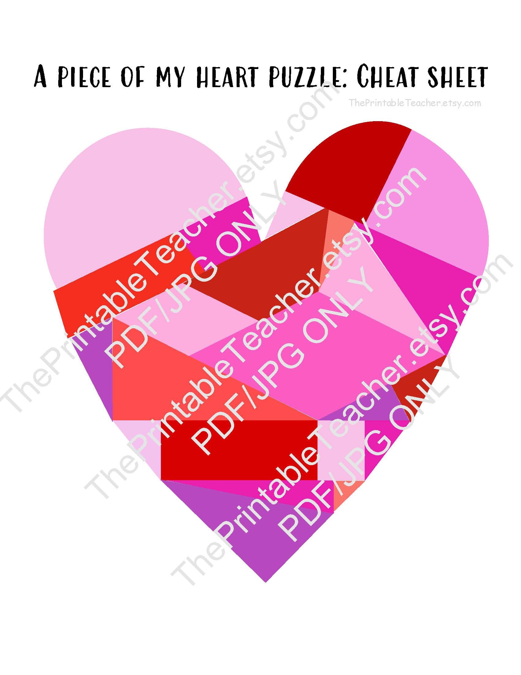A Piece of My Heart Puzzle Grades 1-4 - Etsy UK